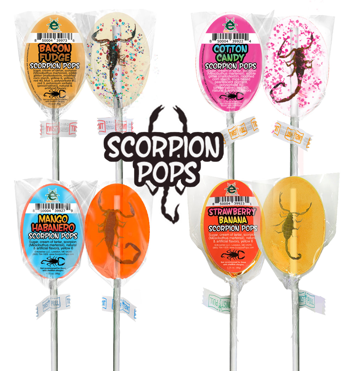 Scorpion Pops | Real Scorpions Encased in a Candy Sucker | All 4 Flavo ...